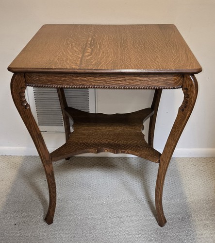 Large Antique Tall Tiger Oak Two Tier Side/End Accent Table 24 in | eBay
