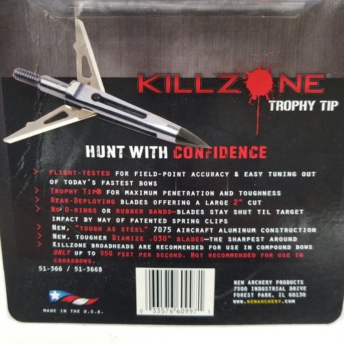 NAP Killzone Trophy Tip Broadhead 100 Grain 3-pack for sale online | eBay