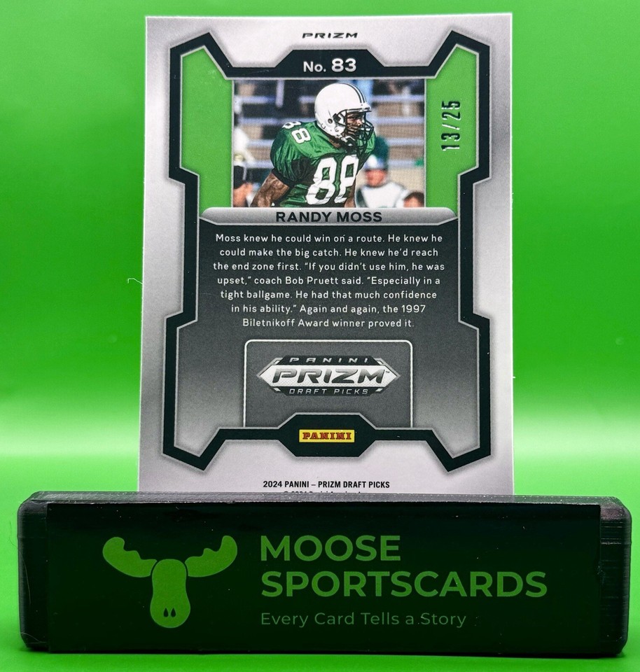2024 Prizm Draft Picks Football Randy Moss Green Pulsar Refractor /25 ...