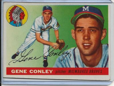1955 Topps Baseball Card Gene Conley Pitcher Braves 2 Sport Player EX ...