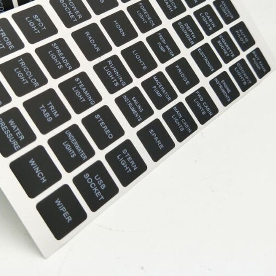 45x Rocker Switch Label Decals Circuit Fuse Panel Sticker Marine Boat ...