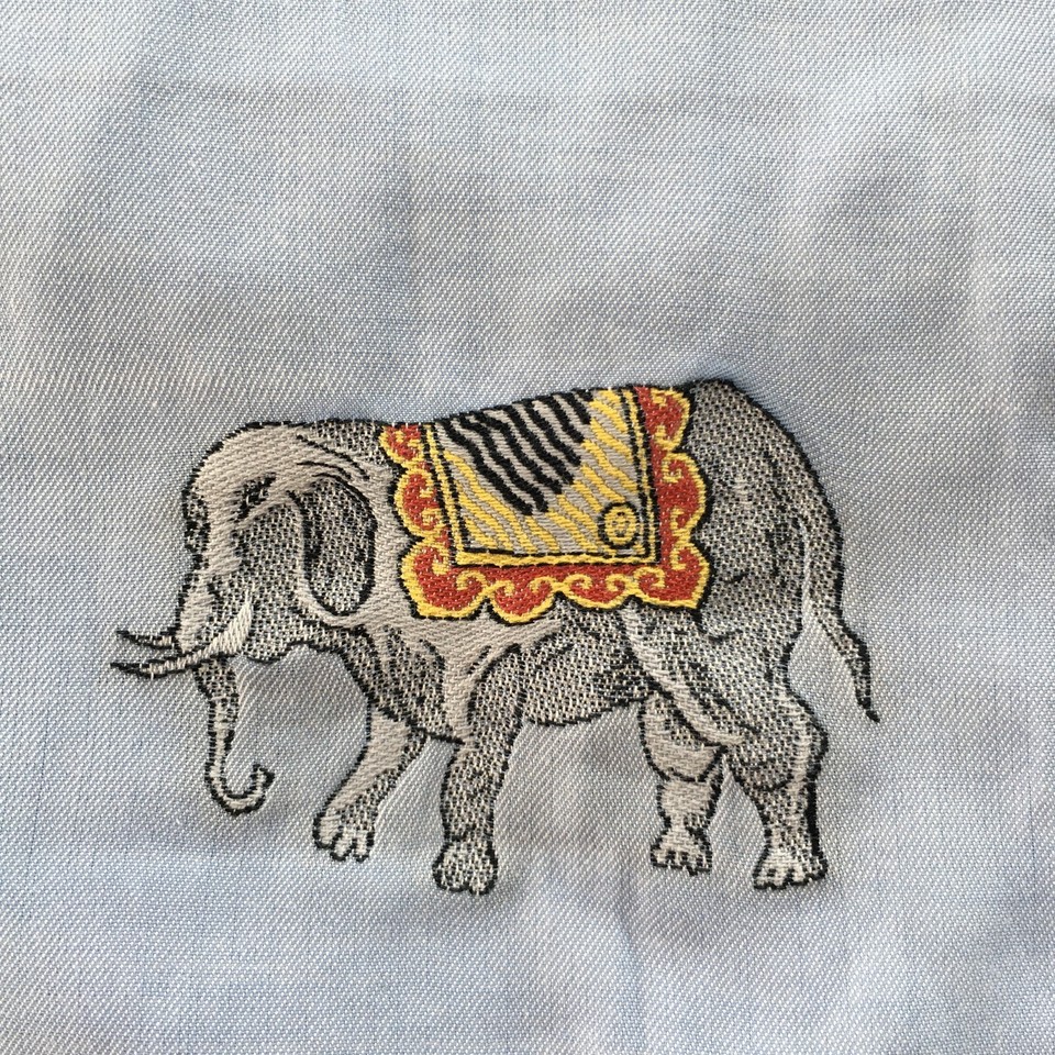 Gucci Duke mens RARE Elephant Embroidered Sky Blue shirt size 44, 17 1/ ...