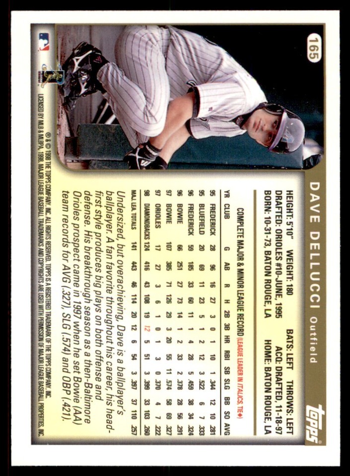 1999 TOPPS DAVID DELLUCCI ARIZONA DIAMONDBACKS #91 | eBay