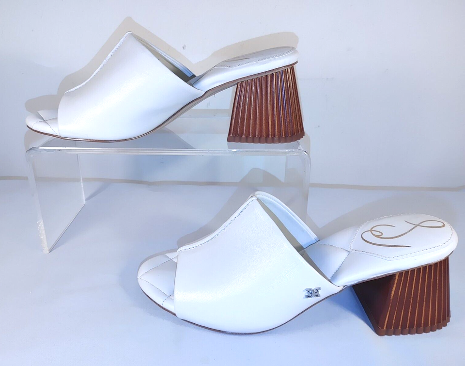 Sam Edelman Sonya Slide Mule - Women's Size 6 M - White Wood Heel ...