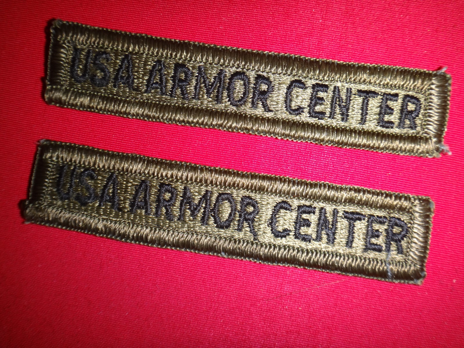 2 US Army Tabs USA ARMOR CENTER Subdued Patches | eBay