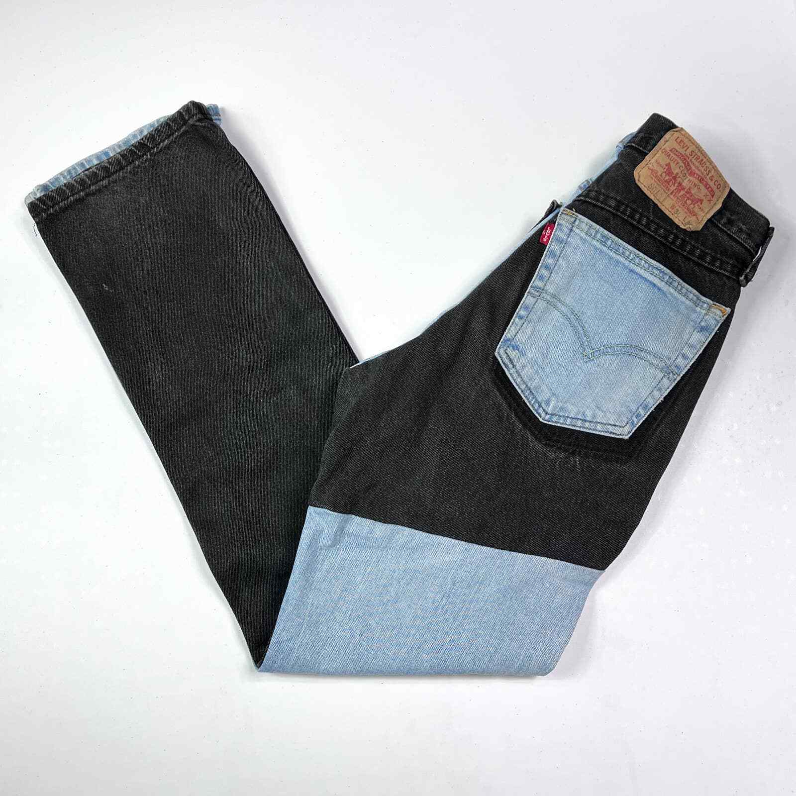 LEVI'S X WRANGLER Vintage Upcycled Two Tone Jeans Siz… - Gem
