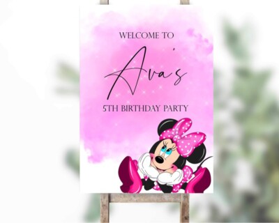 Personalised minnie mouse Welcome Sign - Birthday Decoration Print | eBay