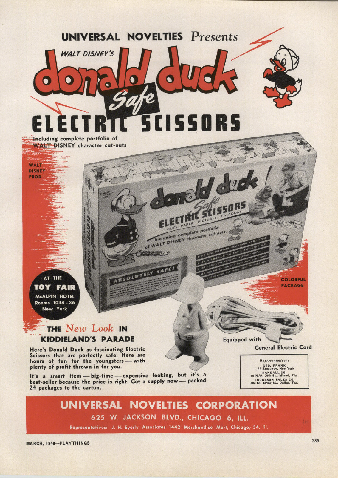 1948 PAPER AD Walt Disney Donald Duck Electric Scissors Box | eBay