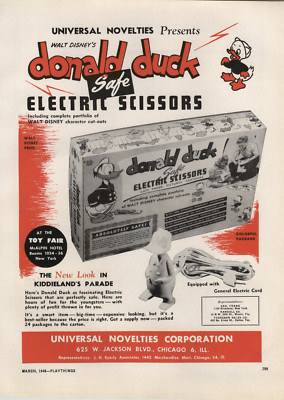 1948 PAPER AD Walt Disney Donald Duck Electric Scissors Box | eBay