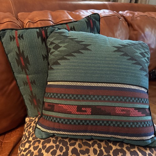 Set Of 2 Vintage Turquoise/Burgundy Aztec Throw Pillows 90’s Boho ...