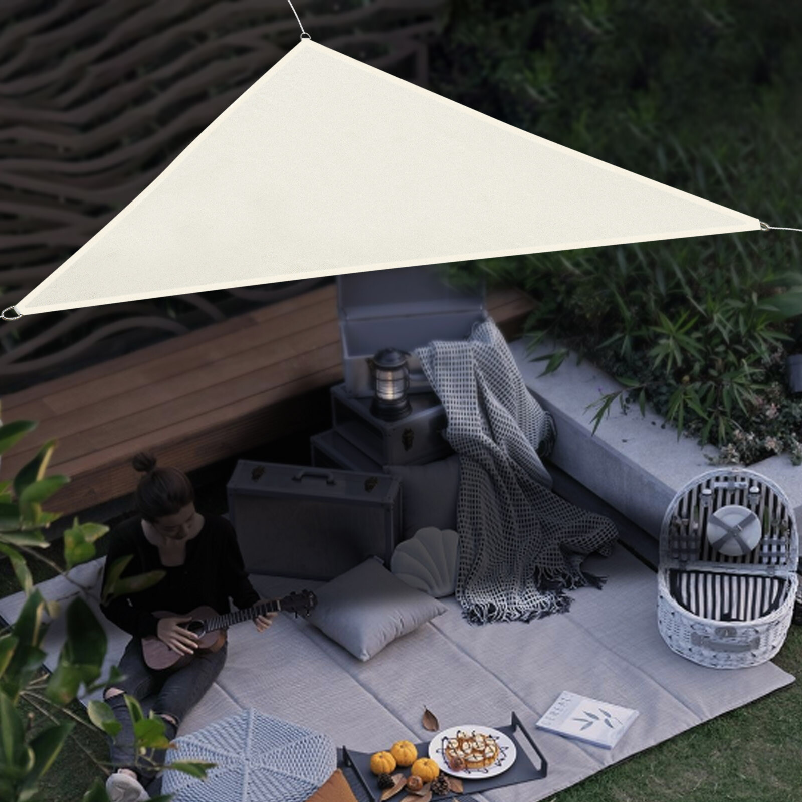 Triangle Sun Shade Sail Canopy UV Ray Protection Cover Garden Pool Yard ...