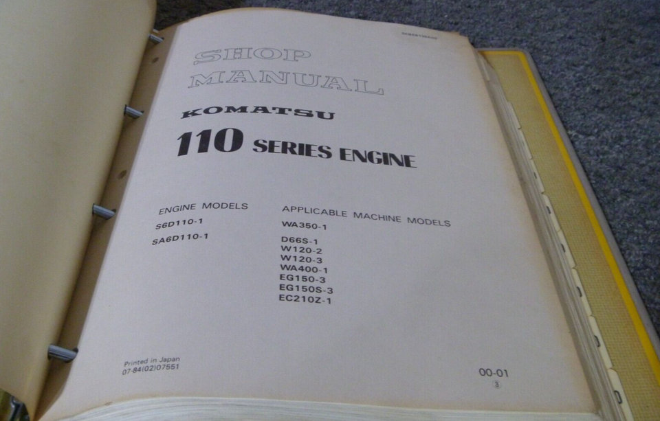 Komatsu 110 Series SA6D110-1 Engine on EG150-3 EG150S-3 Service Repair Manual | eBay