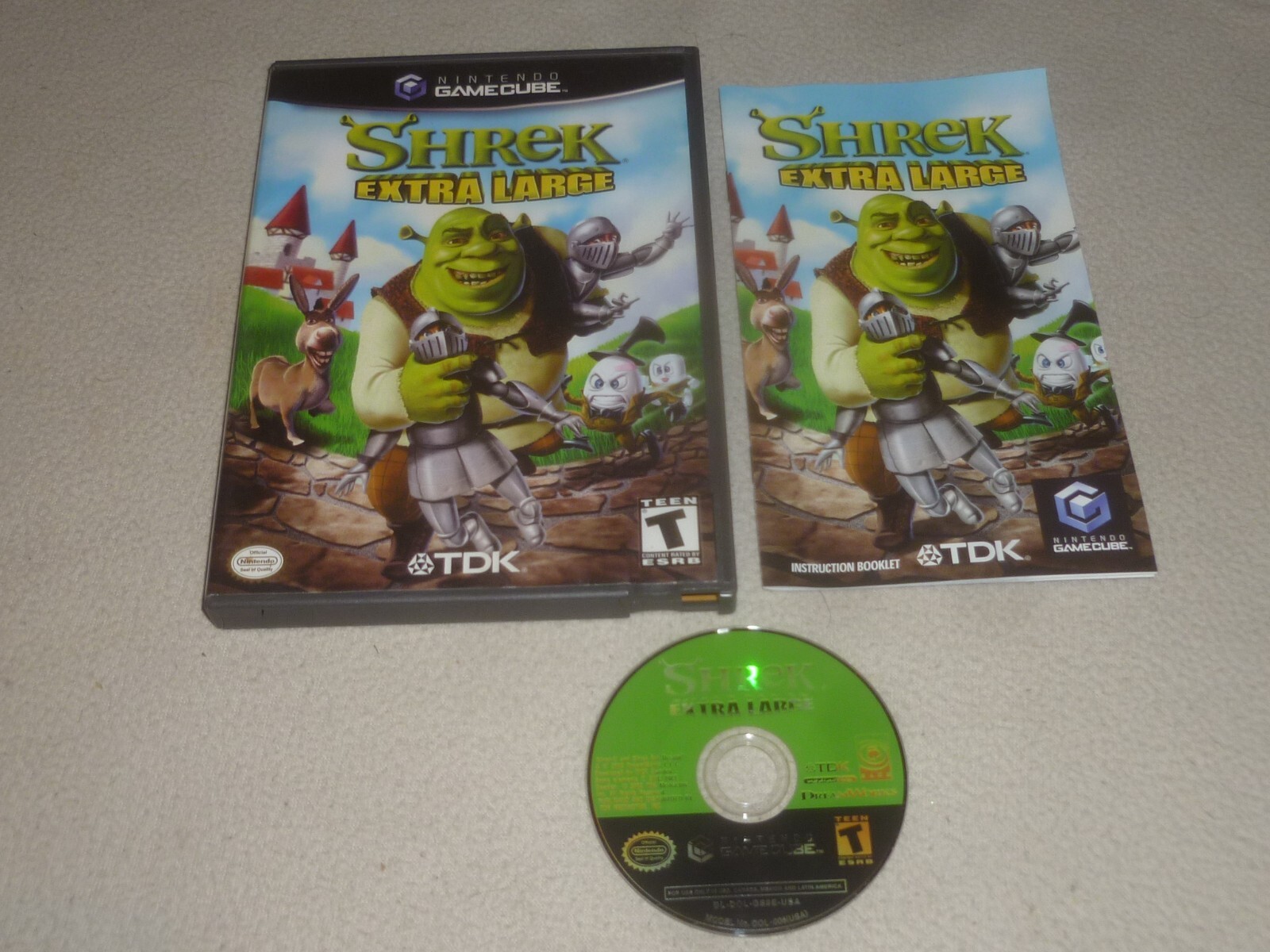 NINTENDO GAMECUBE VIDEO GAME SHREK EXTRA LARGE COMPLETE W CASE & MANUAL ...