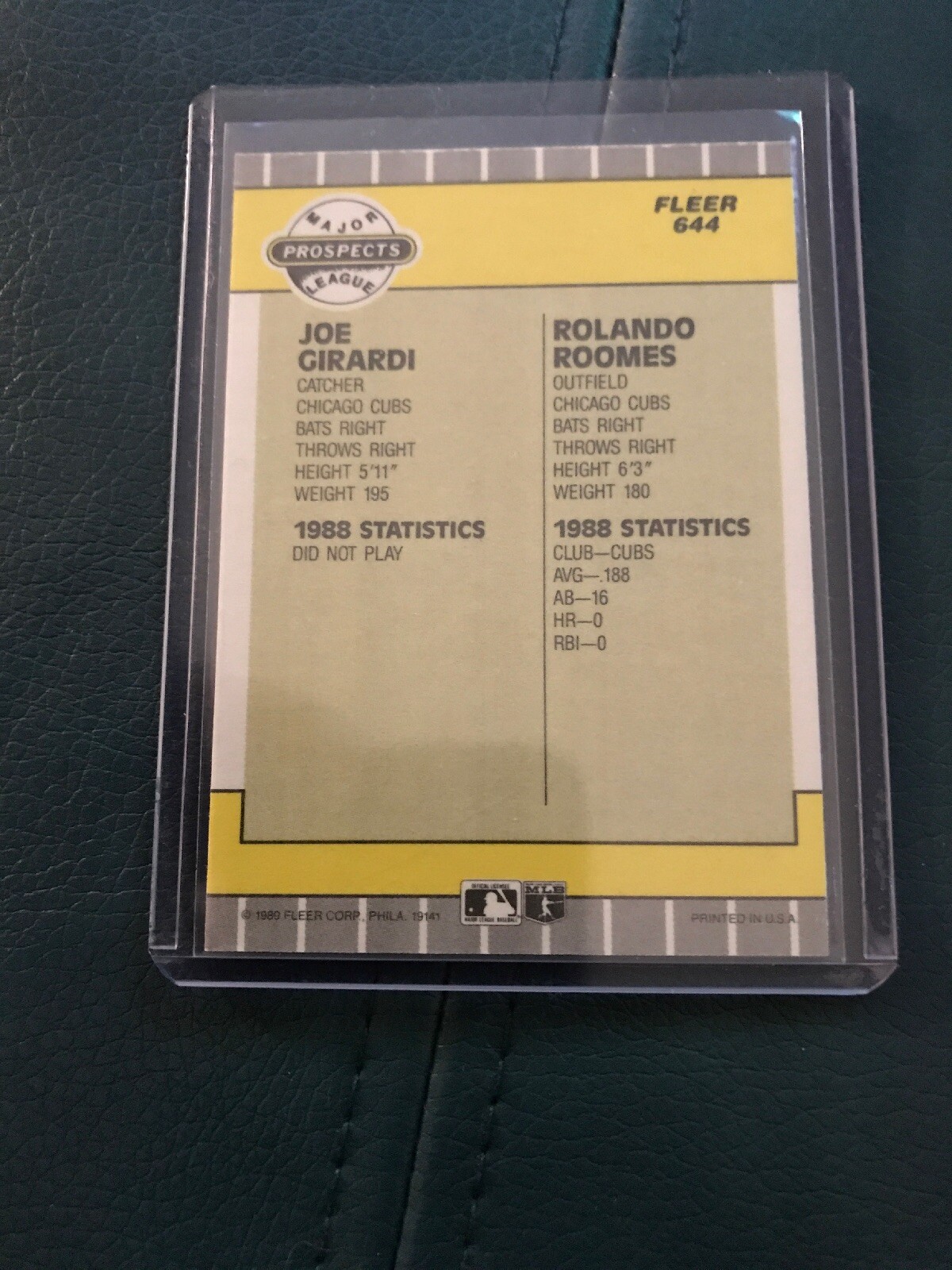 1989+Fleer+-+Major+League+Prospects+%23644+Rolando+Roomes%2C+Joe ...