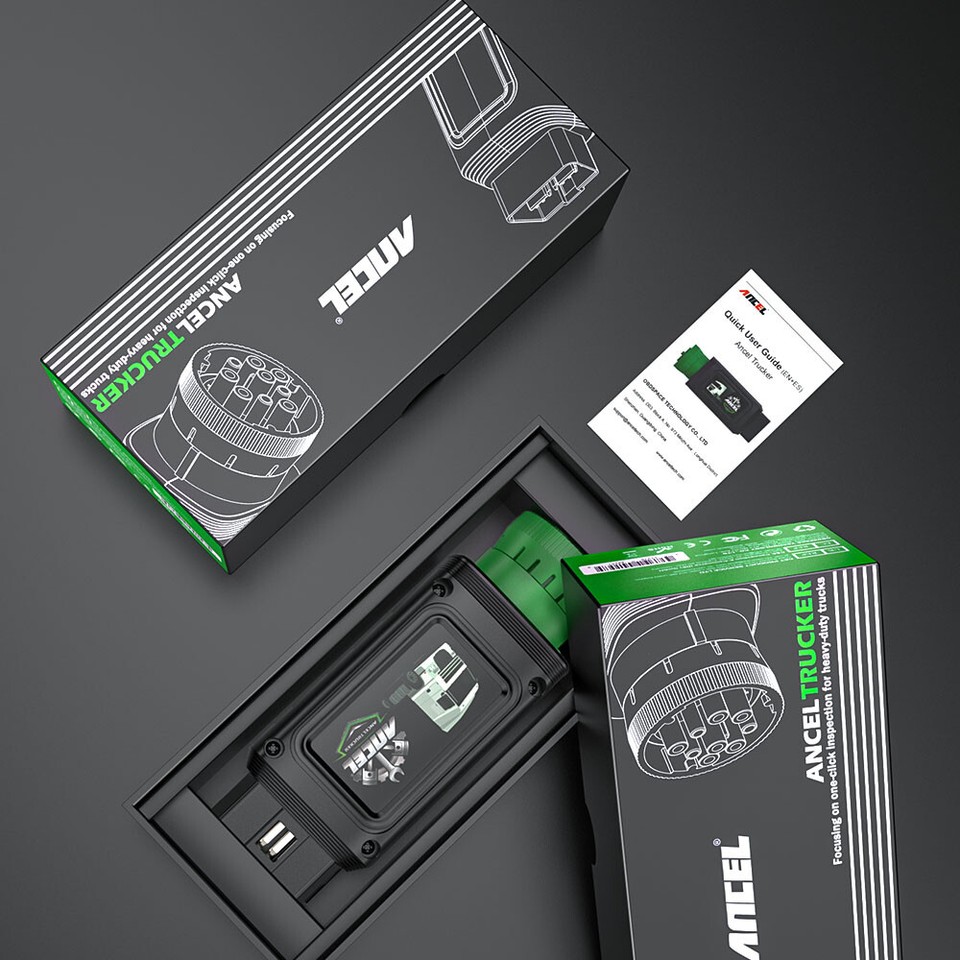 Green 9 Pin Bluetooth Heavy Duty Truck Code Reader Diesel Scanner DPF ...