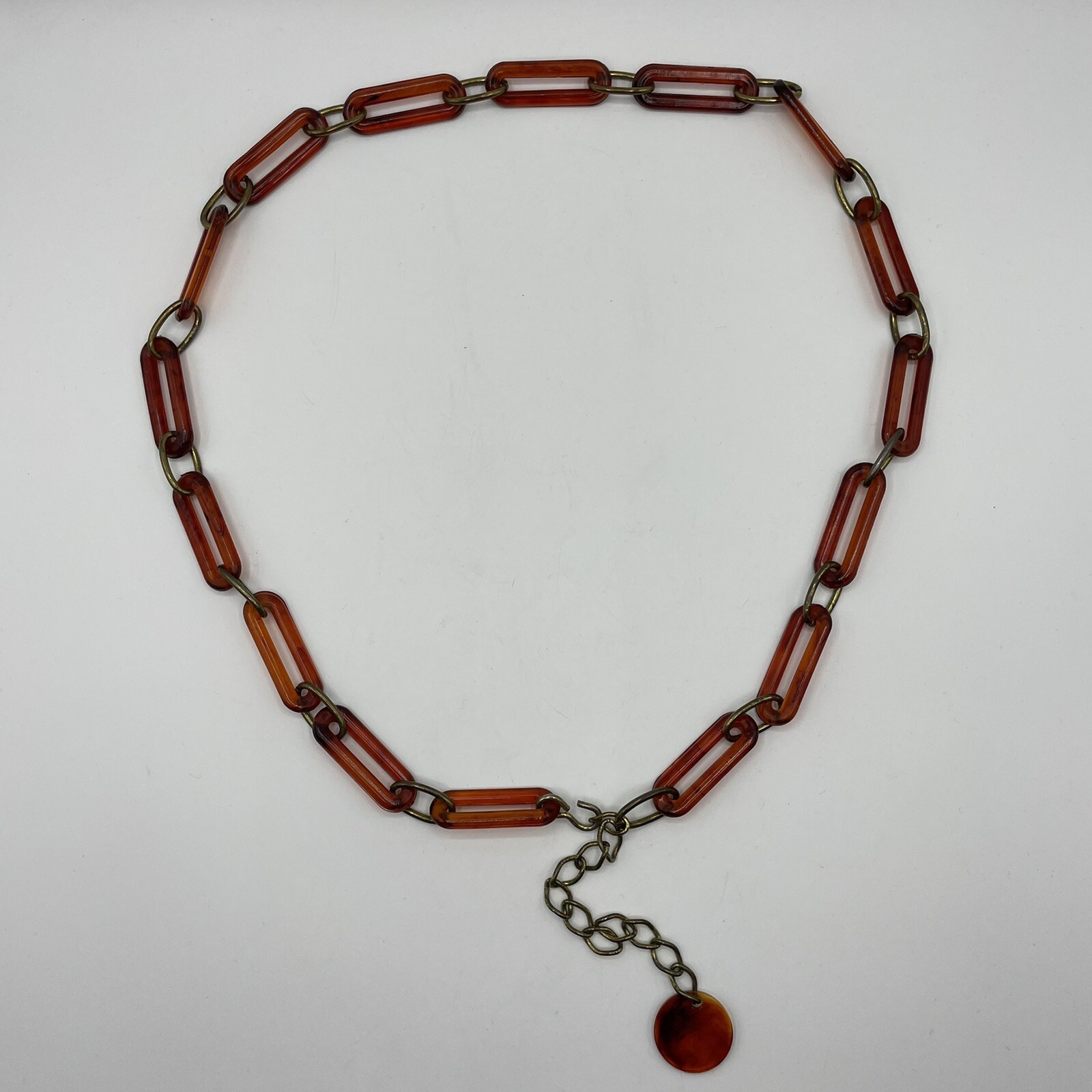 VINTAGE PLASTIC TORTOISE CHAIN LINK BELT - Gem