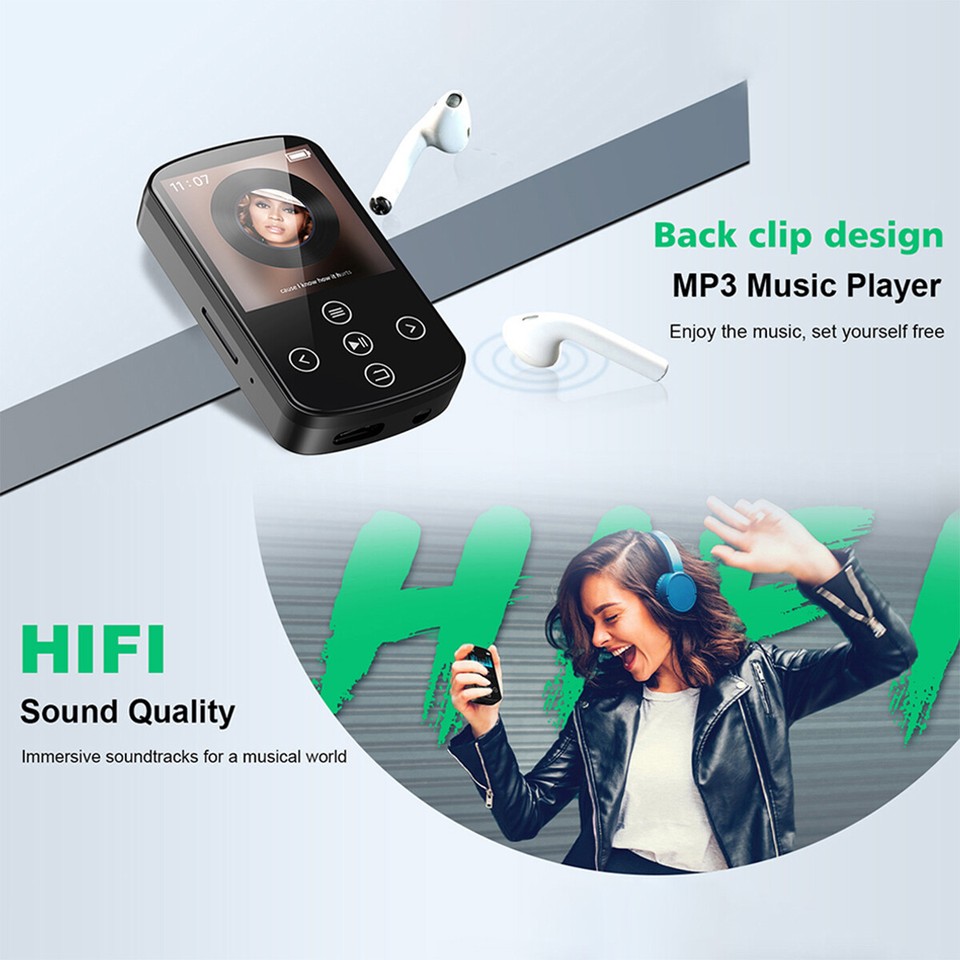 Portable MP3 Player 32GB HiFi Sound Bluetooth Clip Music Voice Recorder ...