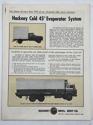 1966 HACKNEY BROS. BODY CO. 45° COLD EVAPORATOR SYSTEM Truck Dealer ...