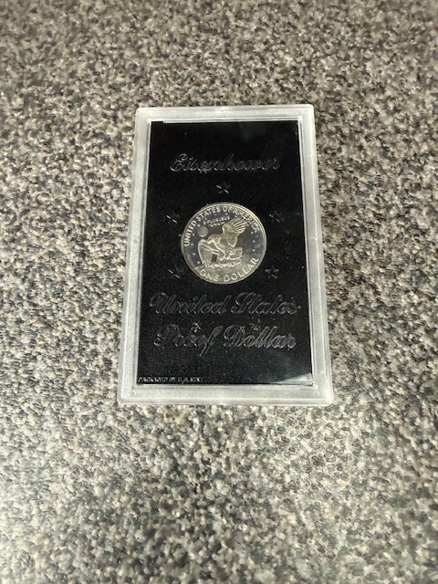 1971 Eisenhower Proof 40% Silver Dollar Coin - US Mint - Orig Brown Box ...