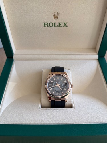 Rolex Sky-Dweller 326235 Everose Gold with Slate Dial and Oytserflex ...