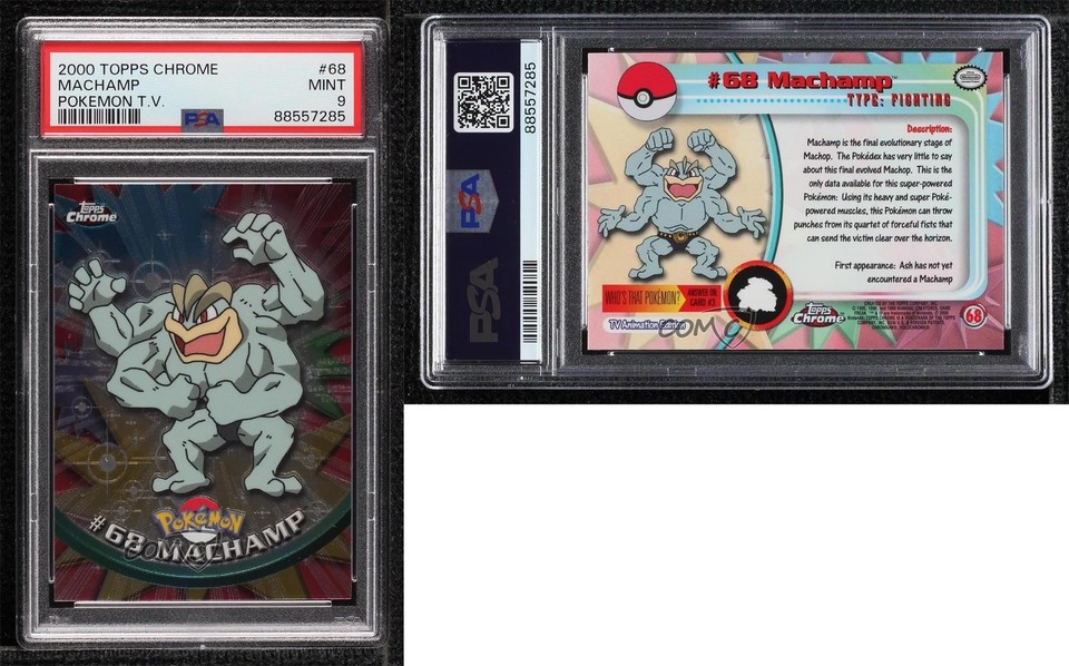 2000 Topps Chrome Pokemon TV Animation Edition Machamp #68 PSA 9 MINT ...