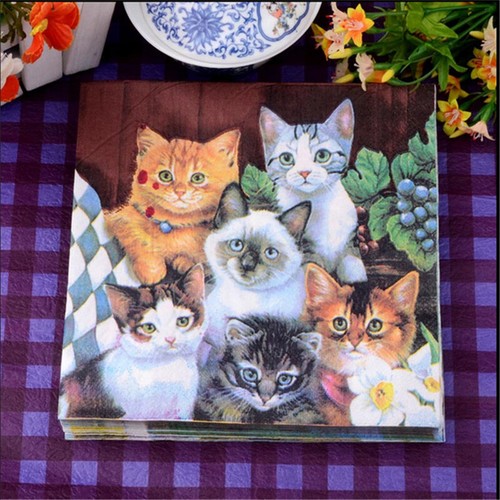 Cats Paper Napkin Festive Party Tissue Napkin Wedding Party Baby Shower ...