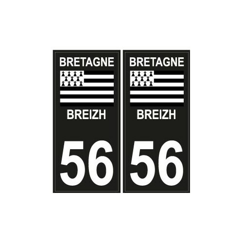 56 Breizh Bretagne drapeau noir sticker autocollant plaque ...