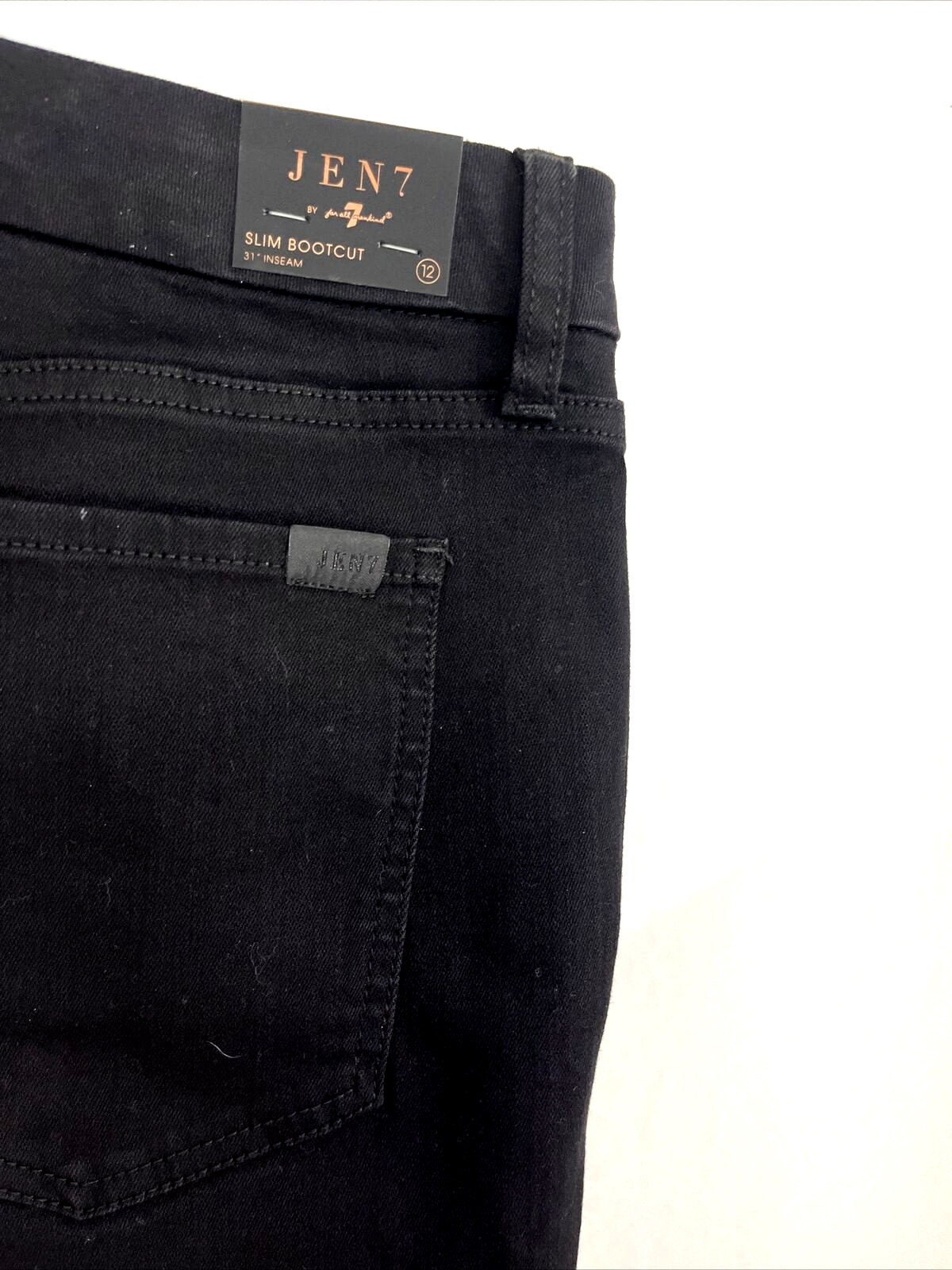 Jen7 by 7 For All Mankind Slim Bootcut Jeans Sz 12 Black Zip A383743 ...