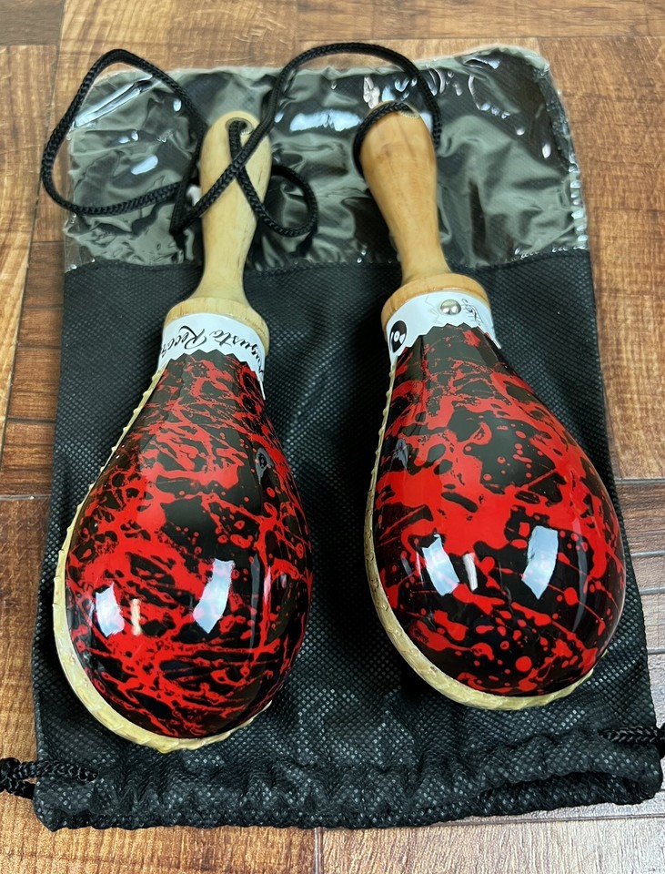 Leather Mini Maracas With Bag, Red And Black Design. Maracas De Cuero ...