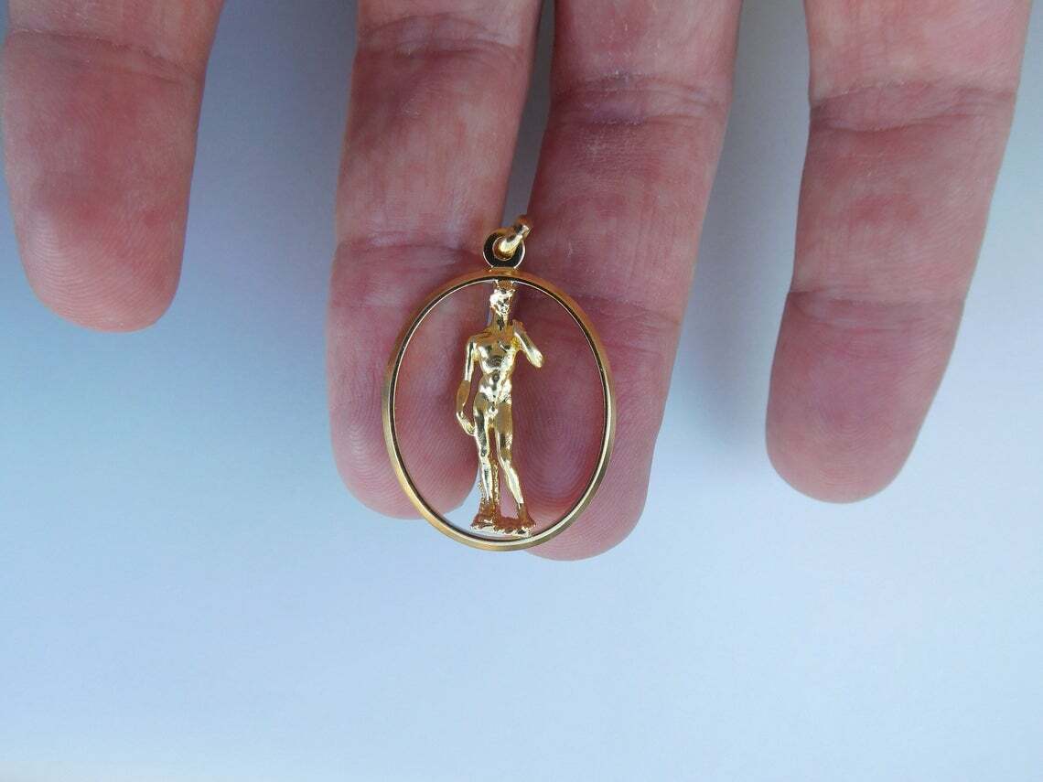 Vintage 18K Gold Michelangelo Hautfarben Stecker David Skulptur Statue ...