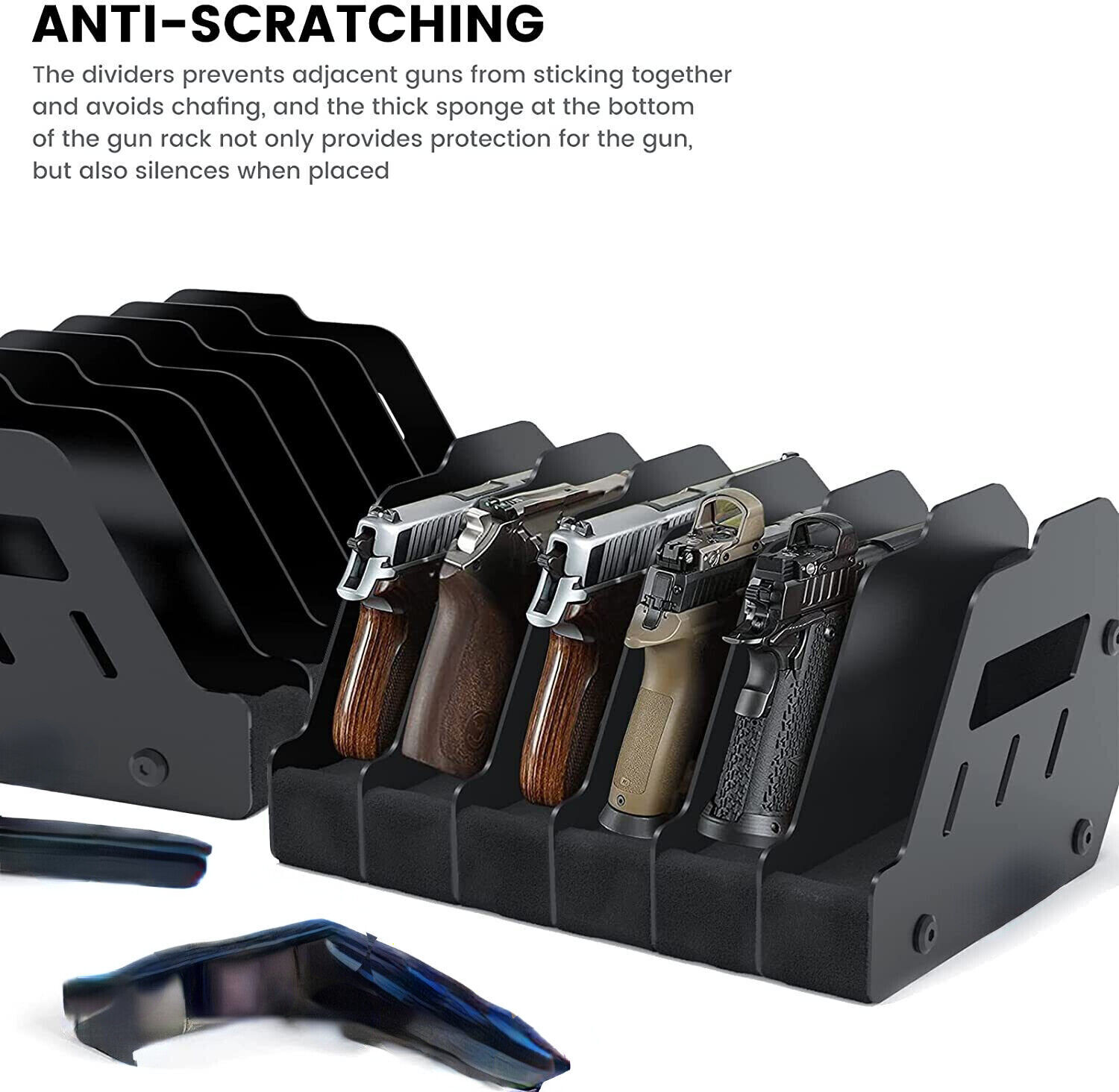 6 Pack Gun Pistol Stand Rack Handgun Holder Storage Display Gun Safe ...