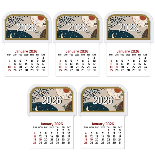 5 Pcs 2026 Mini Stick on Calendar Small Monthly Peel and Stick Adhesive ...