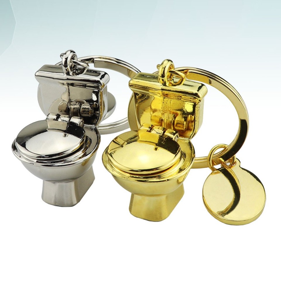 2 Pcs Closestool Design Key Ring Cute Keyring Funny Keyrings Chains ...