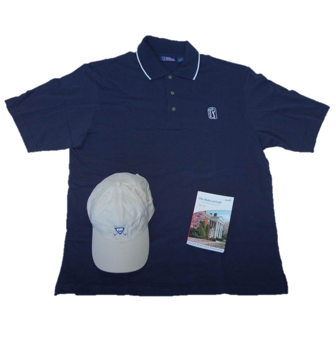MEN'S EXTRA LARGE NAVY PGA TOUR POLO GOLF SHIRT & CAP BUNDLE WITH USGA ...