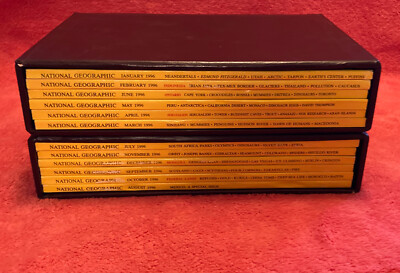 NATIONAL GEOGRAPHIC MAGAZINES 1996 12 Issues Complete Year in Slipcases ...