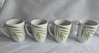 Corelle Coordinates Bamboo Leaf Coffee Mugs Tea Cups Tropical Set of 4 ...