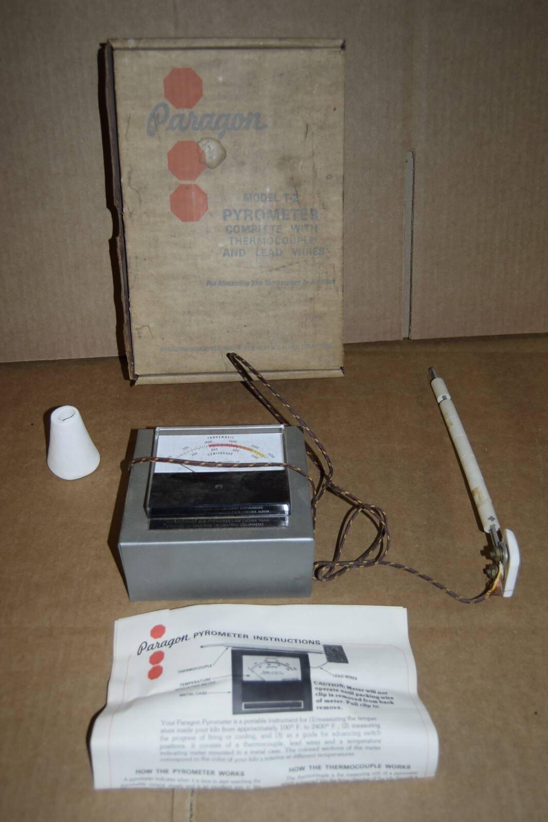 New! Paragon T-2 Analog Kiln Pyrometer with Thermocouple in Box from ...