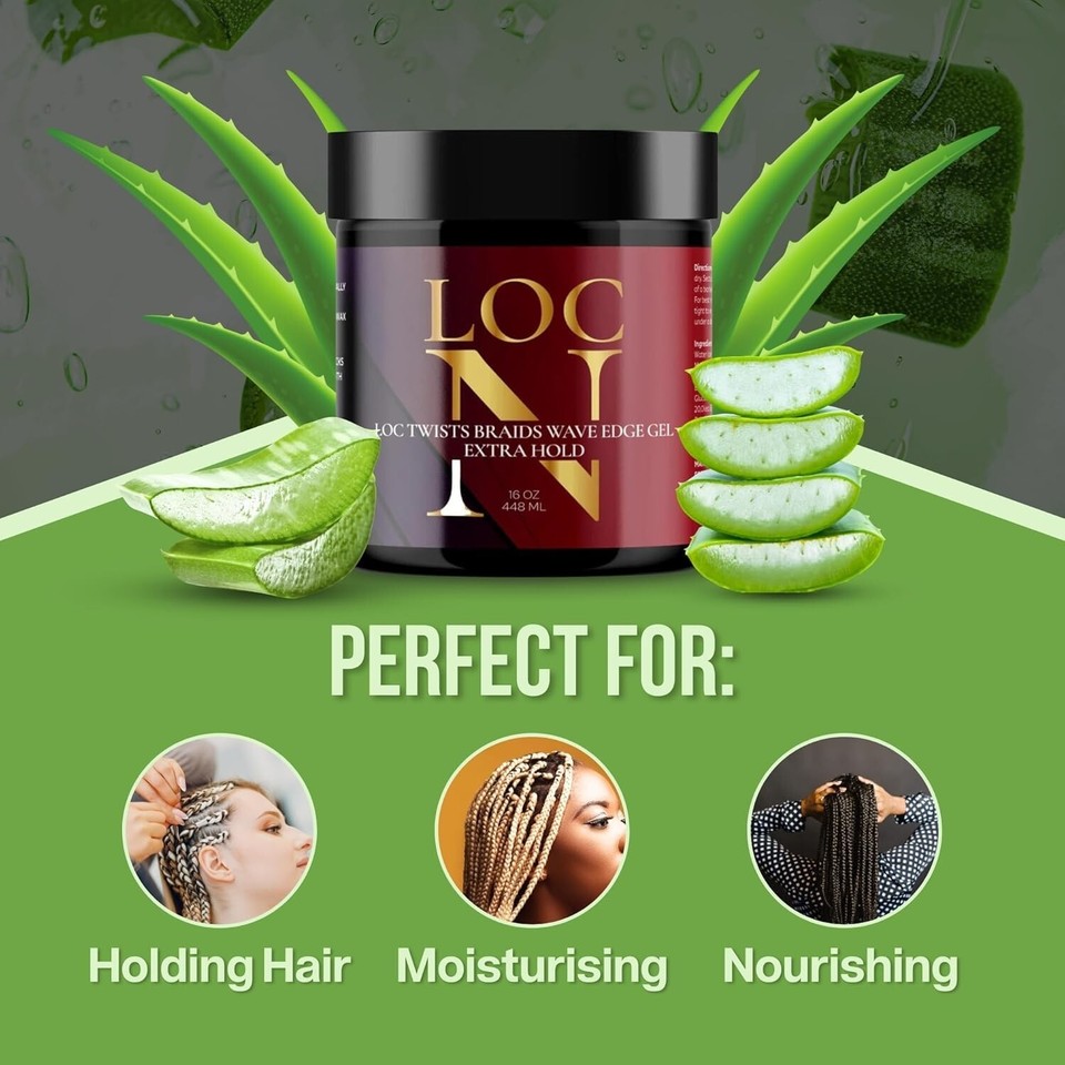 LOC N GEL LOC Twists Braids Wave Edge Gel 16 OZ. Extra Hold - Free ...