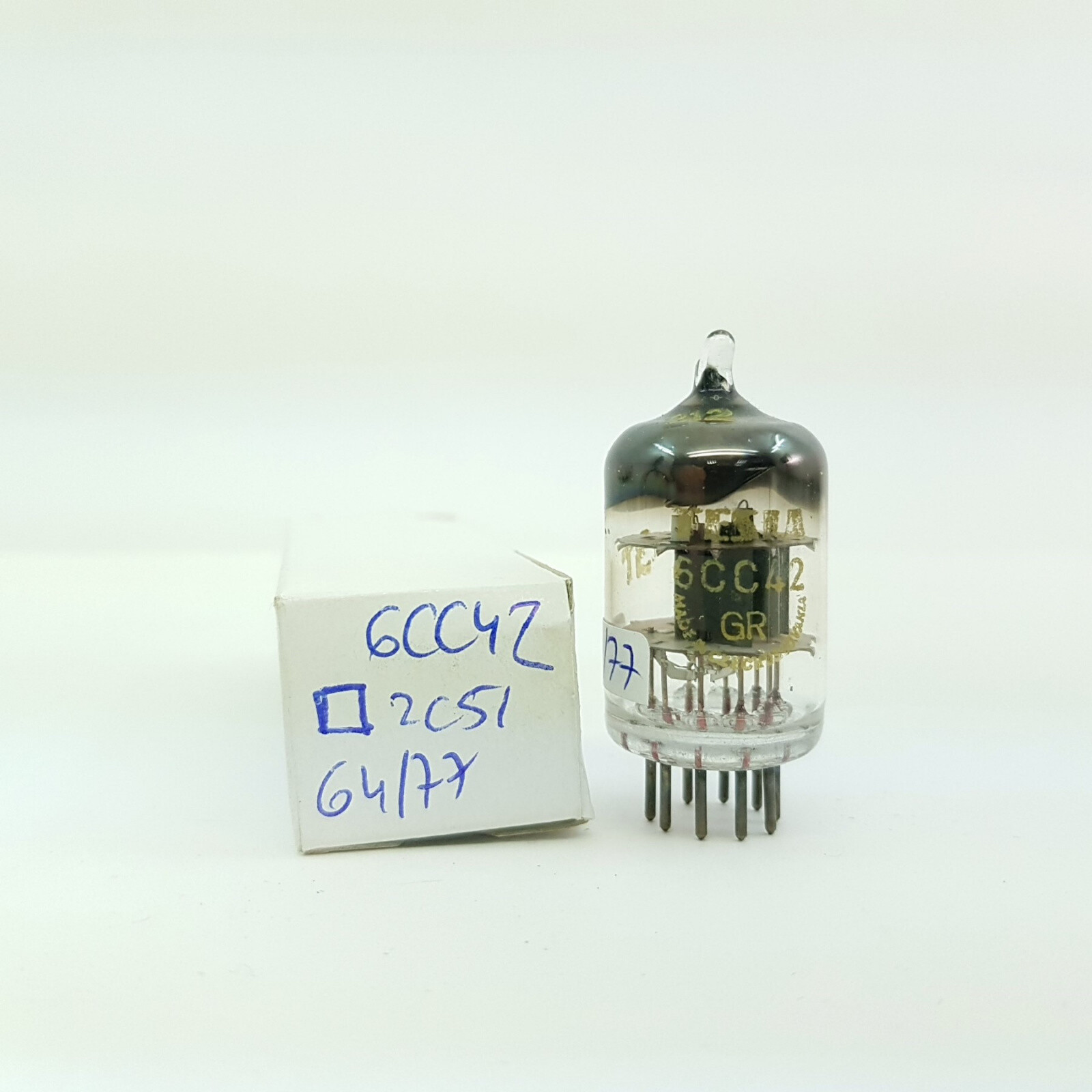 1 X 6CC42 / 2C51 TESLA TUBE. SQUARE GETTER 1950s TUBE. USED. RCB407V3 ...