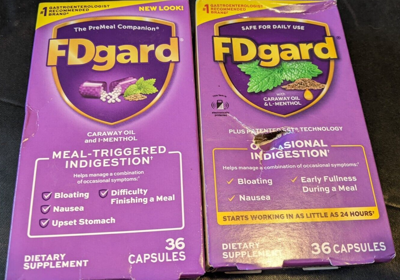 LOT OF 2 - FDgard MEAL-TRIGGERED INDIGESTION 36-CAPSULES 72ct damaged ...