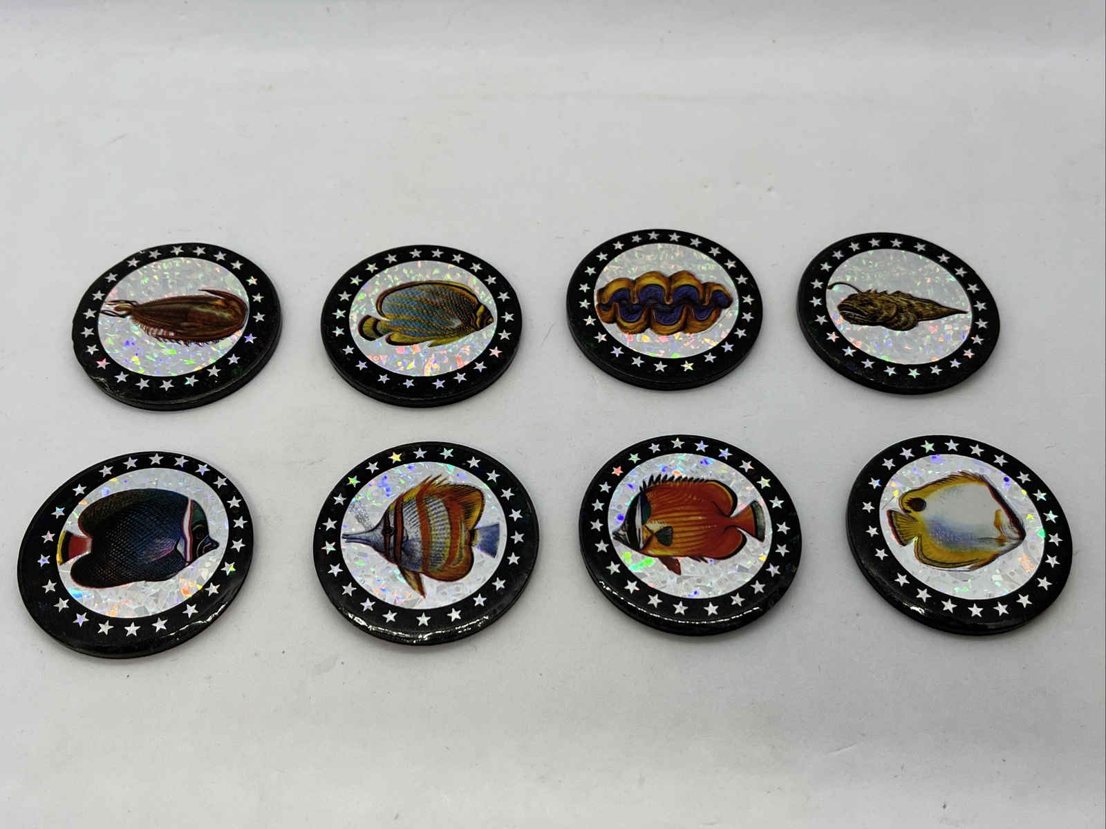 Vintage Fish Pog Metal Slammers Lot of 8 Reflective with Black Metal ...