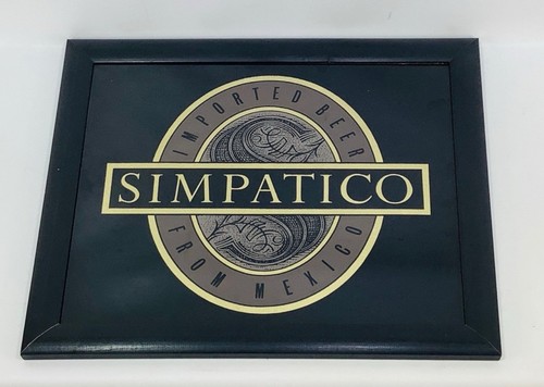 Simpatico Imported Beer From Mexico Black Bar Mirror Sign 17.5” x 21 ...
