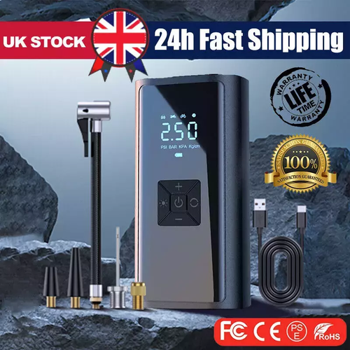 Car Tyre Inflator Cordless Digital USB Rechargeable Tire Air Compressor ...