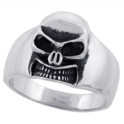 Men Women Fashion 21MM Stainless Steel Antique Fat Skull Ring For Men ...