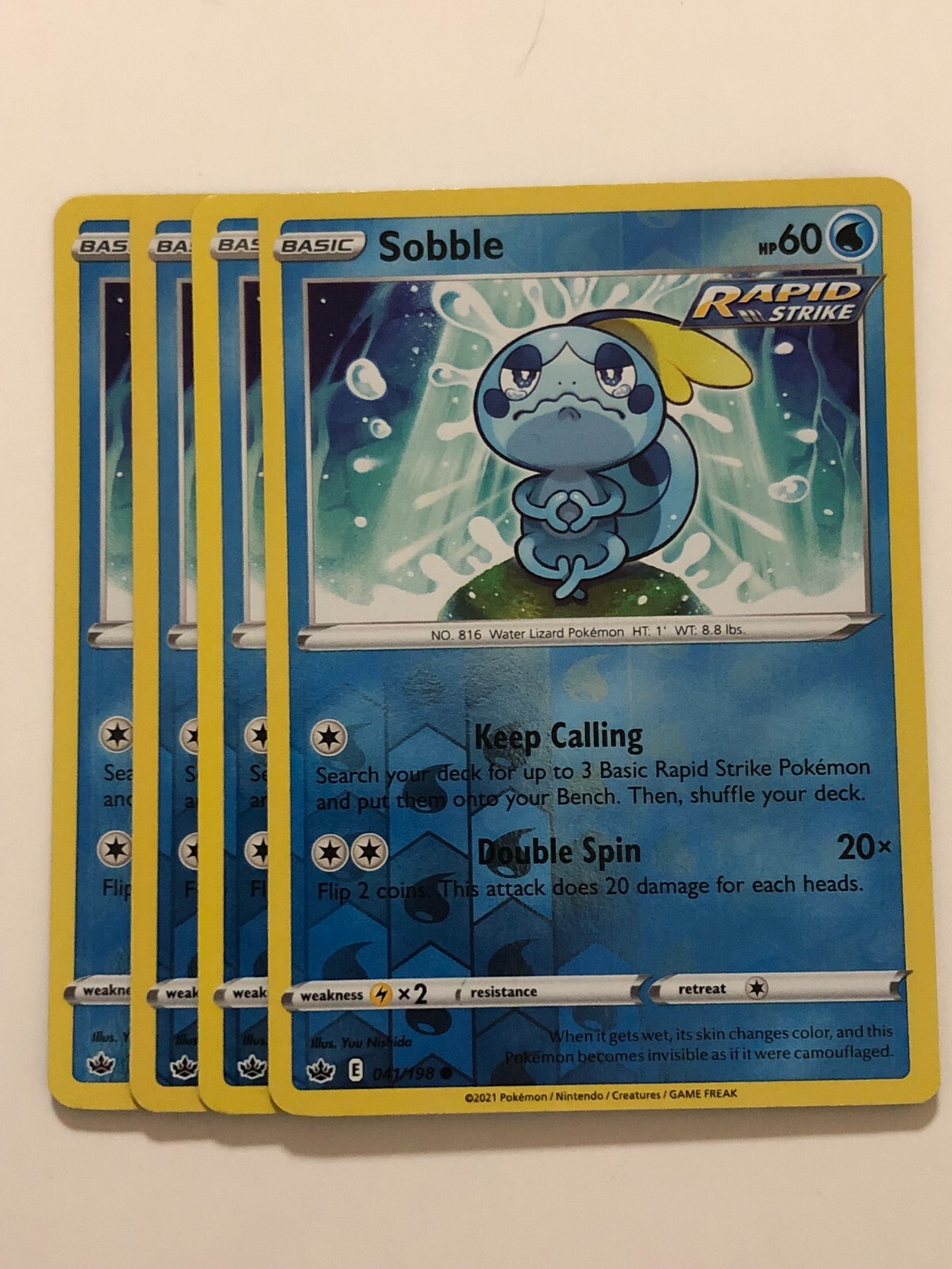 Pokemon Card Chilling Reign 4x Playset Reverse Holographic Sobble 041/ ...