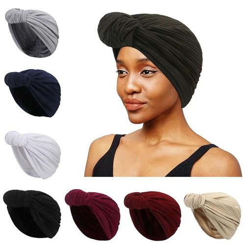 Soild Color Muslim Headpiece Cotton Cotton Headband Elegant Turban ...