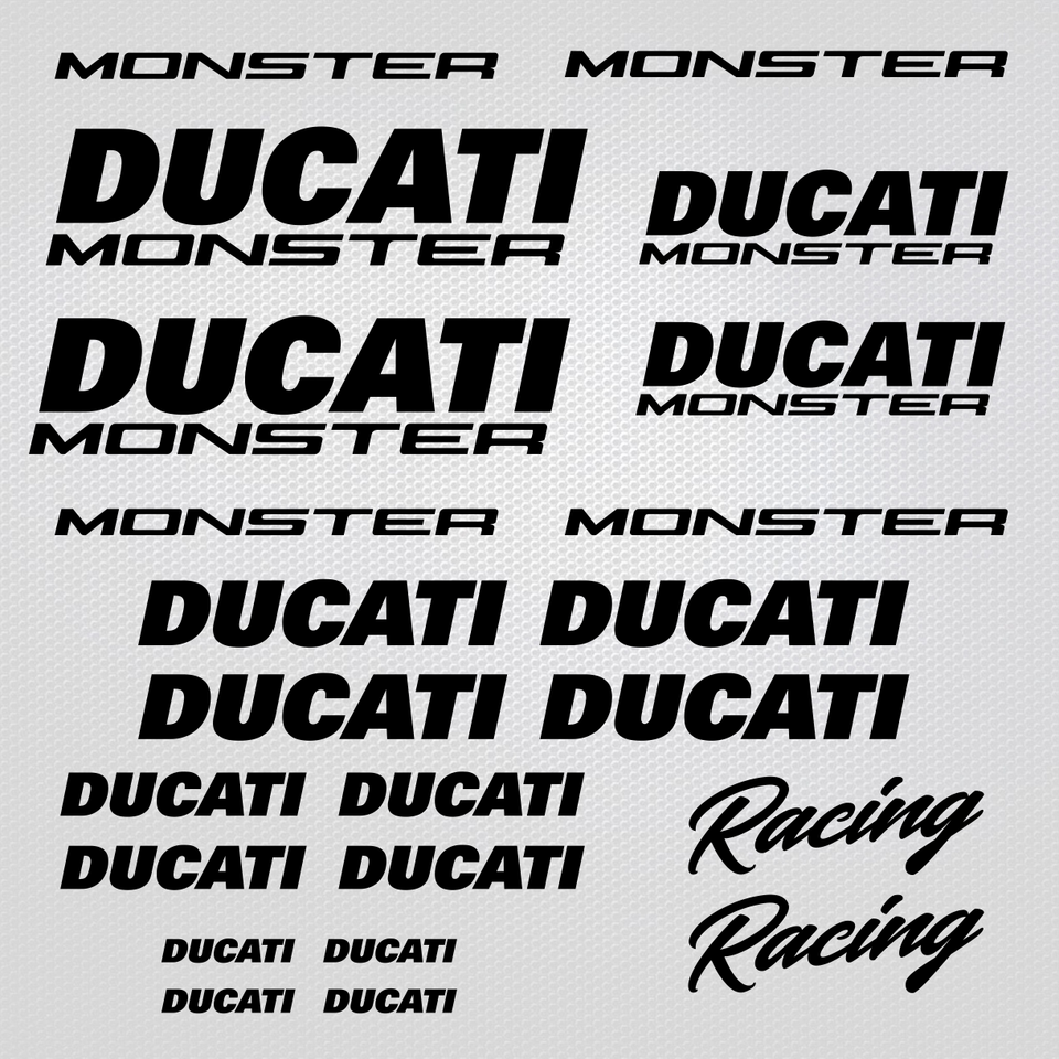 Ducati Monster decal set 821 696 1200 tank motorbike sticker kit tuning ...