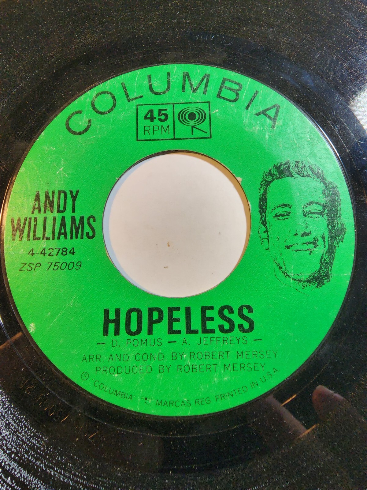 Andy Williams-Hopeless/The Peking Theme-45 RPM-1963 Columbia VG F243 | eBay