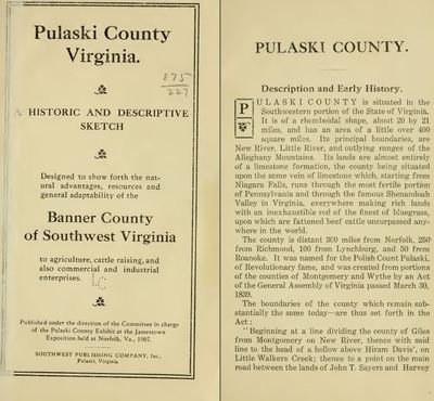 1907 PULASKI County, Virginia VA, History & Genealogy Family Tree DVD ...