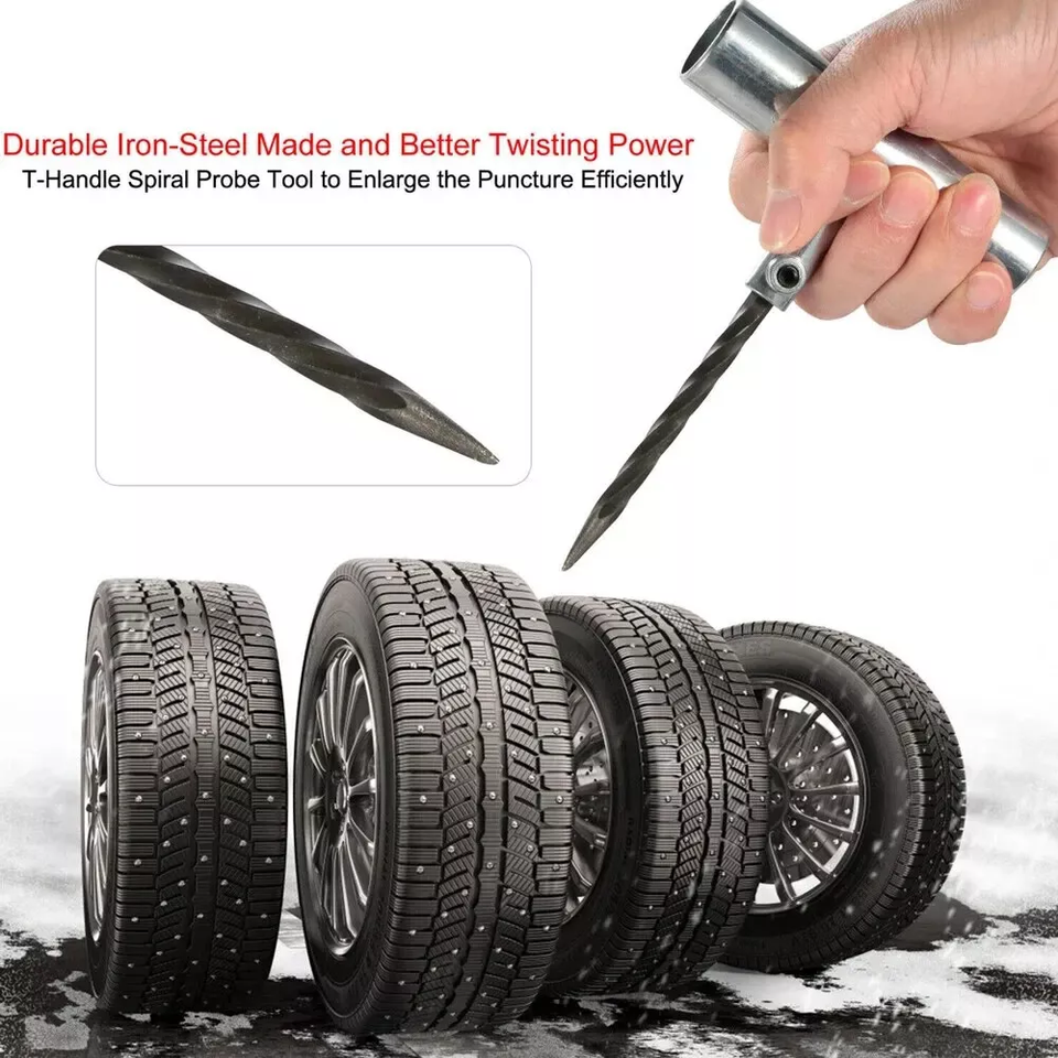 57PCS Car Tire Repair Tool Kit Heavy Duty Flat Tire Repair Kits Plug ...
